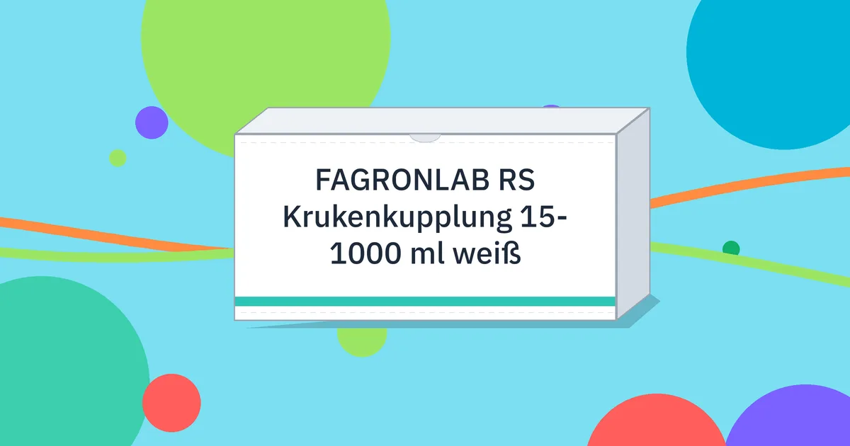 Symbolbild: Packung mit der Aufschrift FAGRONLAB RS Krukenkupplung 15-1000 ml weiß (PZN 20912447) – Verfügbarkeit und Bezug in Apotheken in Frankfurt am Main