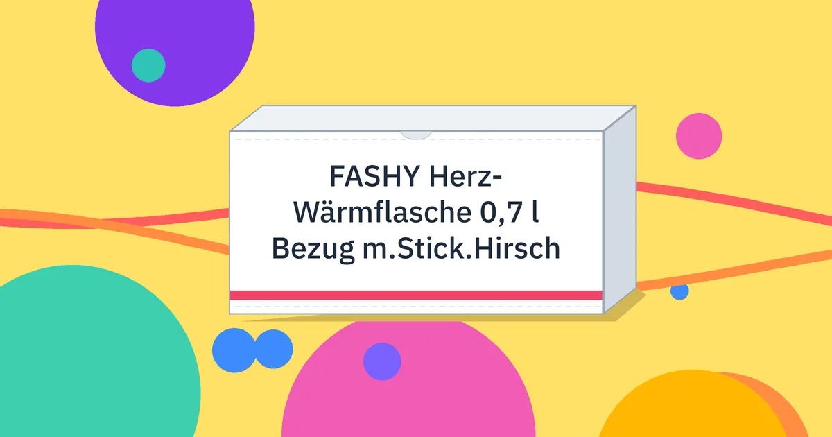 Symbolbild: Packung mit der Aufschrift FASHY Herz-Wärmflasche 0,7 l Bezug m.Stick.Hirsch (PZN 19682539) – Verfügbarkeit und Bezug in Apotheken in Frankfurt am Main