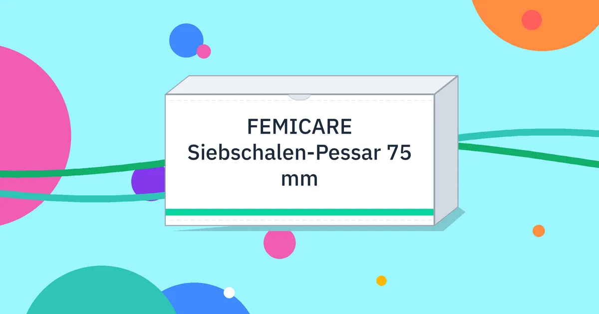 Symbolbild: Packung mit der Aufschrift FEMICARE Siebschalen-Pessar 75 mm (PZN 19336441) – Verfügbarkeit und Bezug in Apotheken in Frankfurt am Main