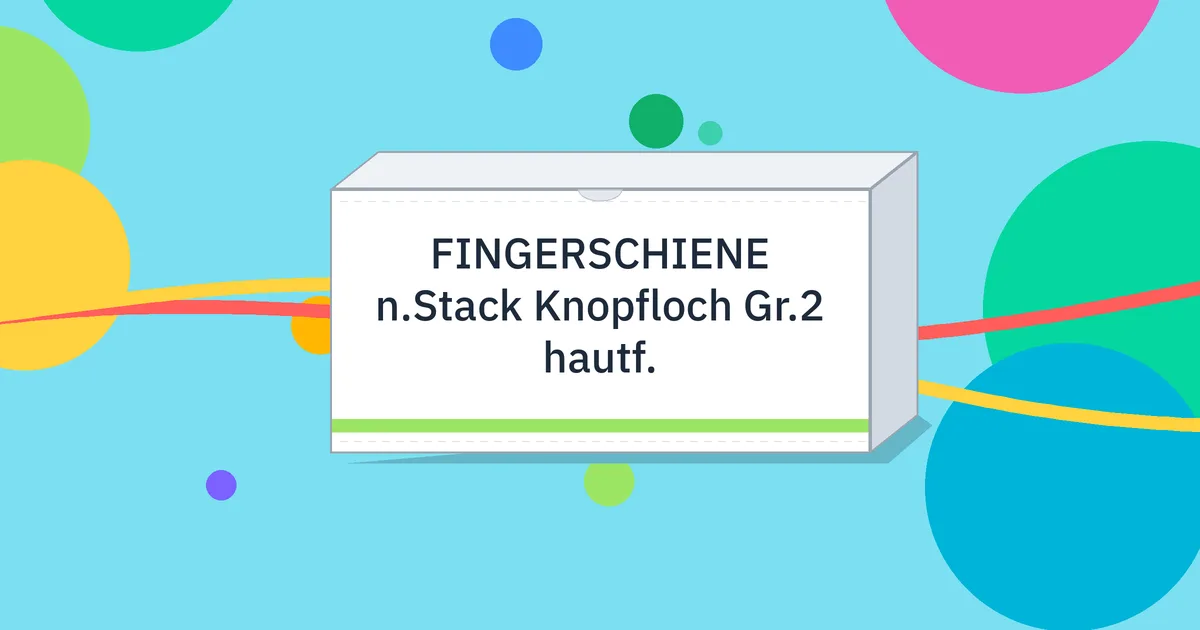 Symbolbild: Packung mit der Aufschrift FINGERSCHIENE n.Stack Knopfloch Gr.2 hautf. (PZN 12776846) – Verfügbarkeit und Bezug in Apotheken in Frankfurt am Main