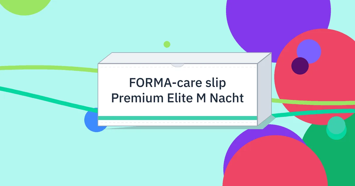 Symbolbild: Packung mit der Aufschrift FORMA-care slip Premium Elite M Nacht (PZN 18851945) – Verfügbarkeit und Bezug in Apotheken in Frankfurt am Main