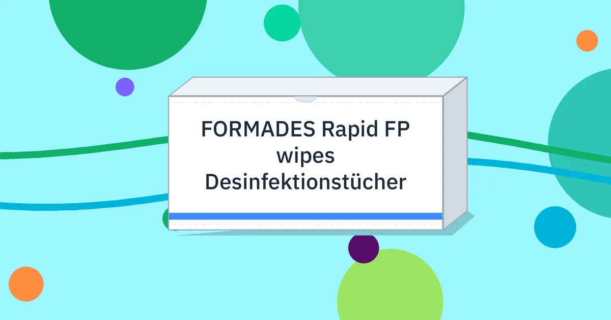 Symbolbild: Packung mit der Aufschrift FORMADES Rapid FP wipes Desinfektionstücher (PZN 18299488) – Verfügbarkeit und Bezug in Apotheken in Frankfurt am Main