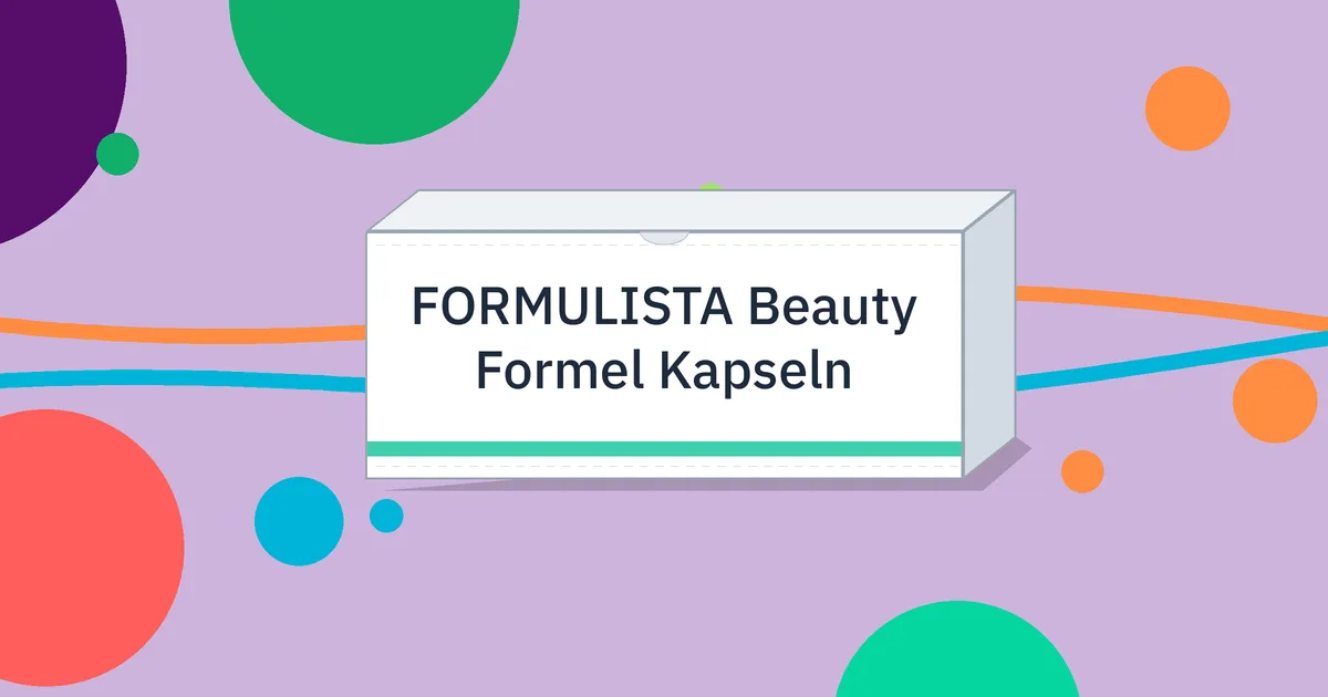 Symbolbild: Packung mit der Aufschrift FORMULISTA Beauty Formel Kapseln (PZN 15610514) – Verfügbarkeit und Bezug in Apotheken in Frankfurt am Main