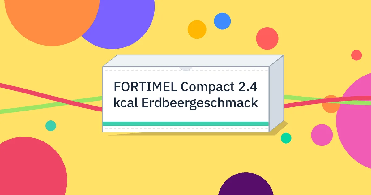 Symbolbild: Packung mit der Aufschrift FORTIMEL Compact 2.4 kcal Erdbeergeschmack (PZN 20043709) – Verfügbarkeit und Bezug in Apotheken in Frankfurt am Main