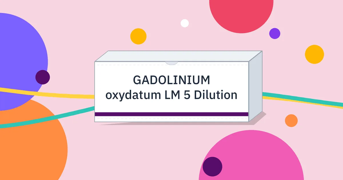 Symbolbild: Packung mit der Aufschrift GADOLINIUM oxydatum LM 5 Dilution (PZN 13494274) – Verfügbarkeit und Bezug in Apotheken in Frankfurt am Main