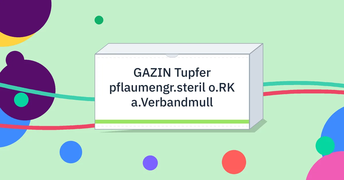 Symbolbild: Packung mit der Aufschrift GAZIN Tupfer pflaumengr.steril o.RK a.Verbandmull (PZN 04633446) – Verfügbarkeit und Bezug in Apotheken in Frankfurt am Main