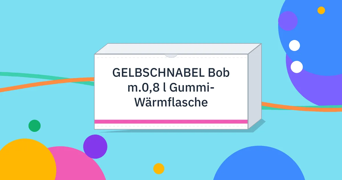 Symbolbild: Packung mit der Aufschrift GELBSCHNABEL Bob m.0,8 l Gummi-Wärmflasche (PZN 14288648) – Verfügbarkeit und Bezug in Apotheken in Frankfurt am Main