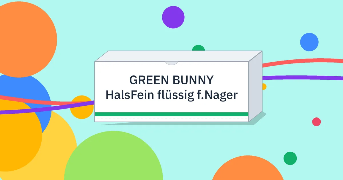 Symbolbild: Packung mit der Aufschrift GREEN BUNNY HalsFein flüssig f.Nager (PZN 19639118) – Verfügbarkeit und Bezug in Apotheken in Frankfurt am Main
