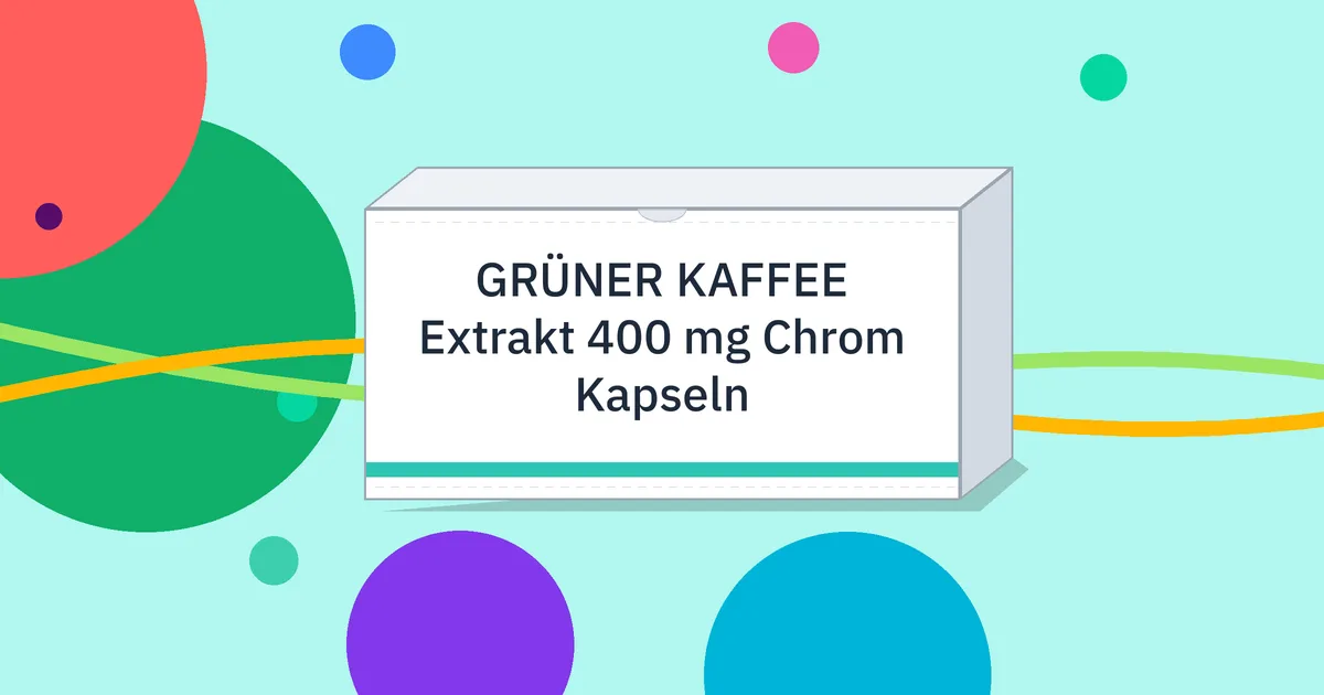 Symbolbild: Packung mit der Aufschrift GRÜNER KAFFEE Extrakt 400 mg Chrom Kapseln (PZN 10934488) – Verfügbarkeit und Bezug in Apotheken in Frankfurt am Main