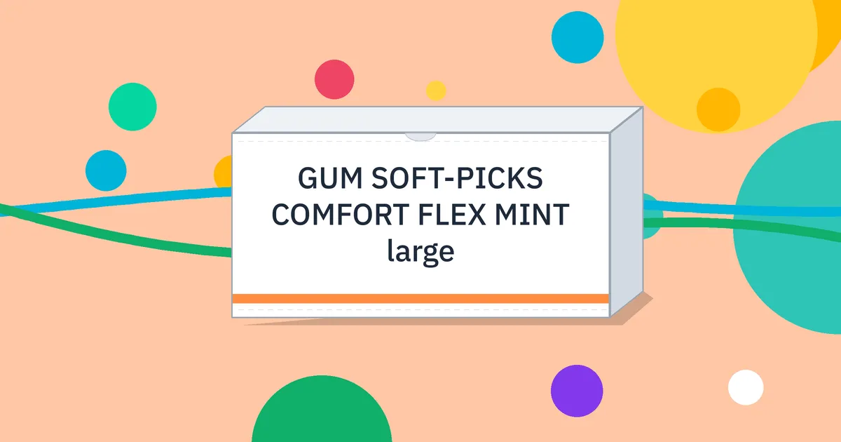 Symbolbild: Packung mit der Aufschrift GUM SOFT-PICKS COMFORT FLEX MINT large (PZN 18061841) – Verfügbarkeit und Bezug in Apotheken in Frankfurt am Main