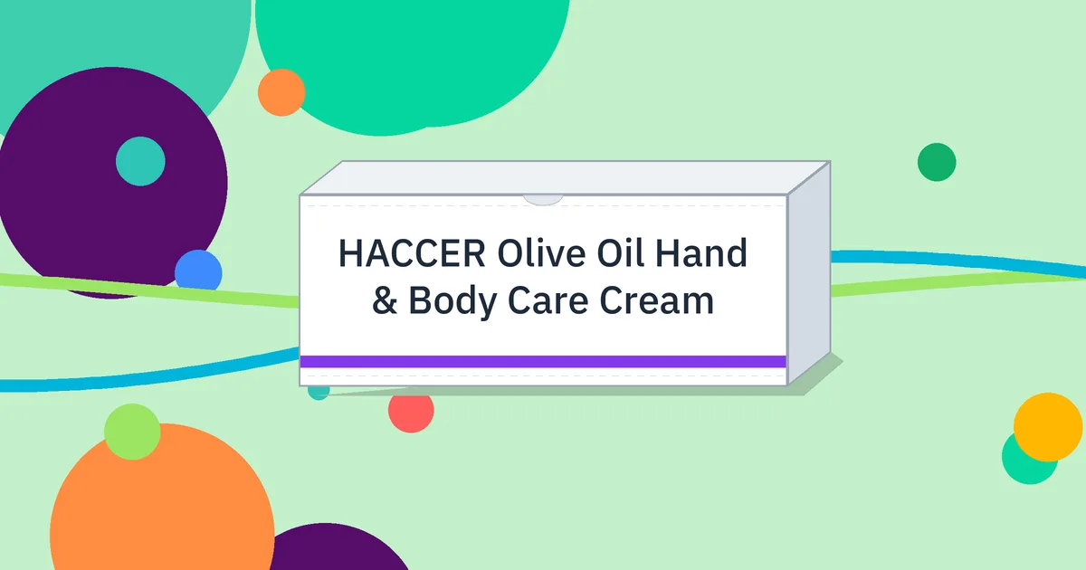 Symbolbild: Packung mit der Aufschrift HACCER Olive Oil Hand & Body Care Cream (PZN 13502619) – Verfügbarkeit und Bezug in Apotheken in Frankfurt am Main