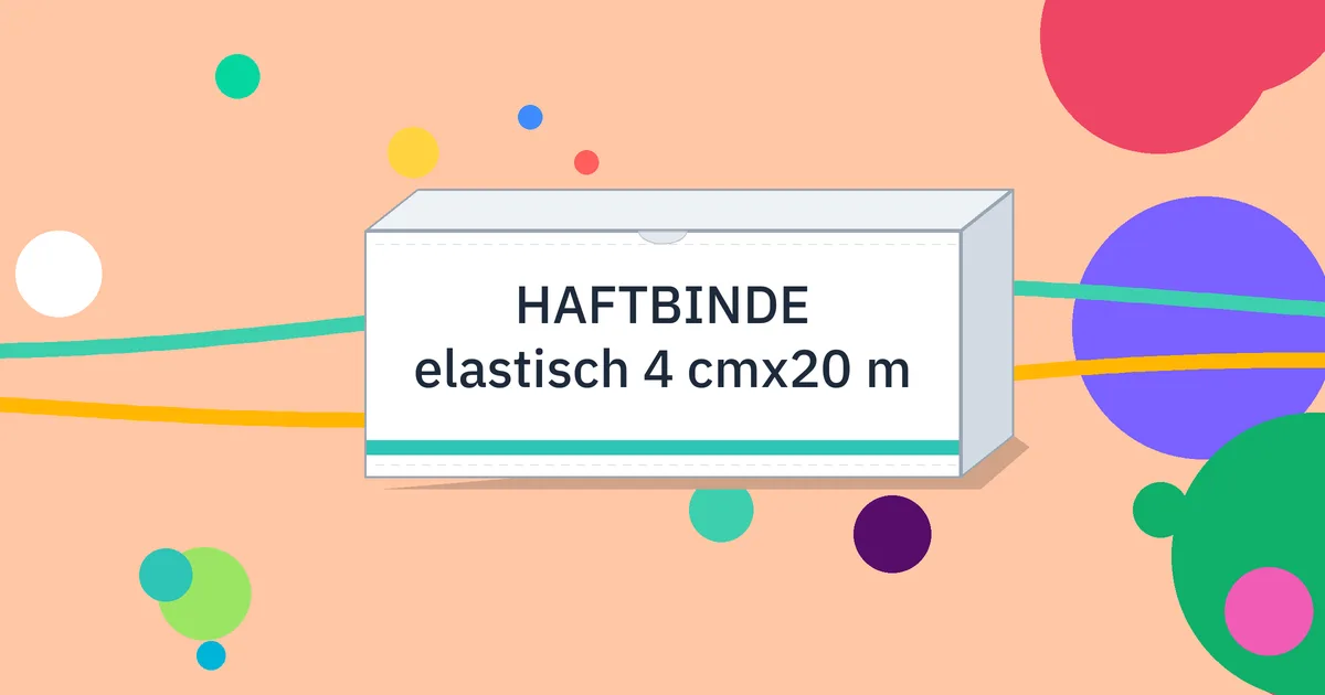Symbolbild: Packung mit der Aufschrift HAFTBINDE elastisch 4 cmx20 m (PZN 01303783) – Verfügbarkeit und Bezug in Apotheken in Frankfurt am Main