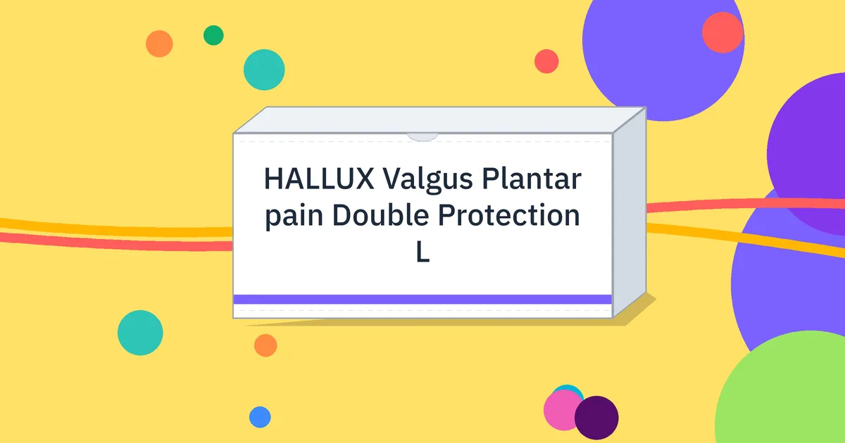 Symbolbild: Packung mit der Aufschrift HALLUX Valgus Plantar pain Double Protection L (PZN 19687979) – Verfügbarkeit und Bezug in Apotheken in Frankfurt am Main