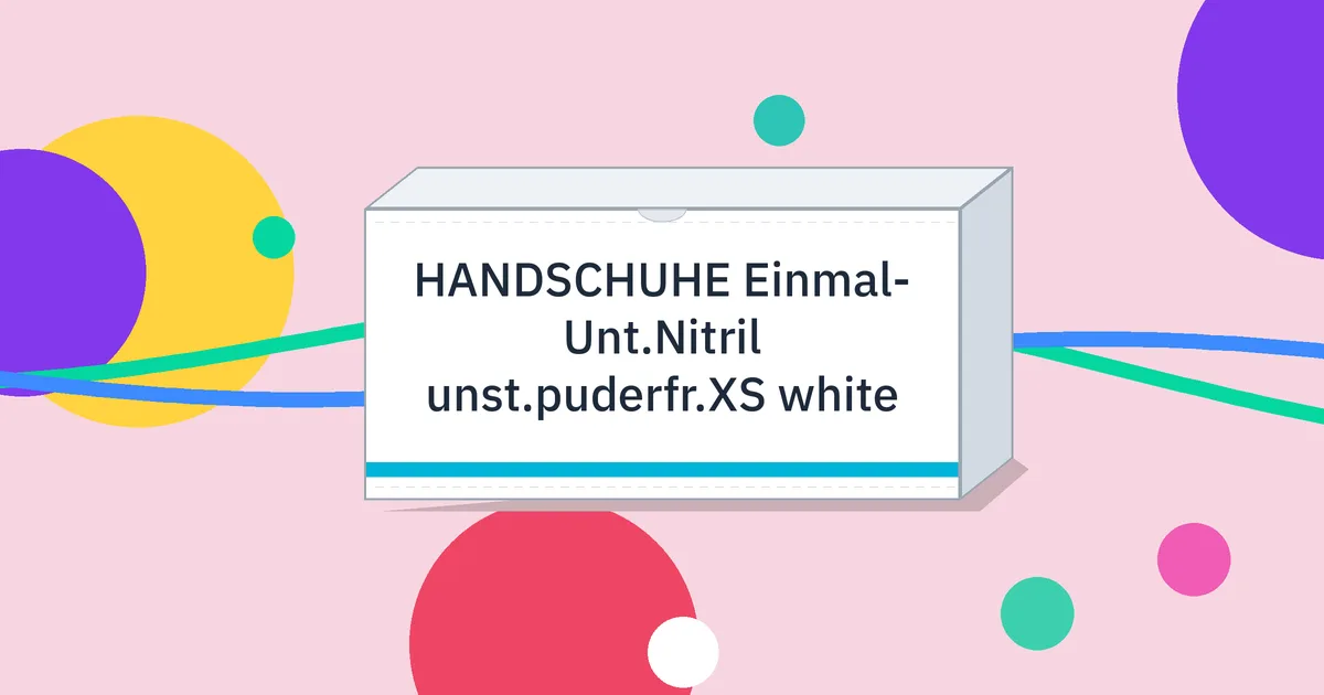 Symbolbild: Packung mit der Aufschrift HANDSCHUHE Einmal-Unt.Nitril unst.puderfr.XS white (PZN 09671061) – Verfügbarkeit und Bezug in Apotheken in Frankfurt am Main