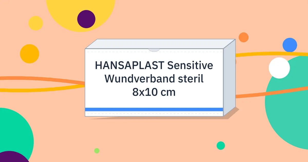 Symbolbild: Packung mit der Aufschrift HANSAPLAST Sensitive Wundverband steril 8x10 cm (PZN 16760115) – Verfügbarkeit und Bezug in Apotheken in Frankfurt am Main