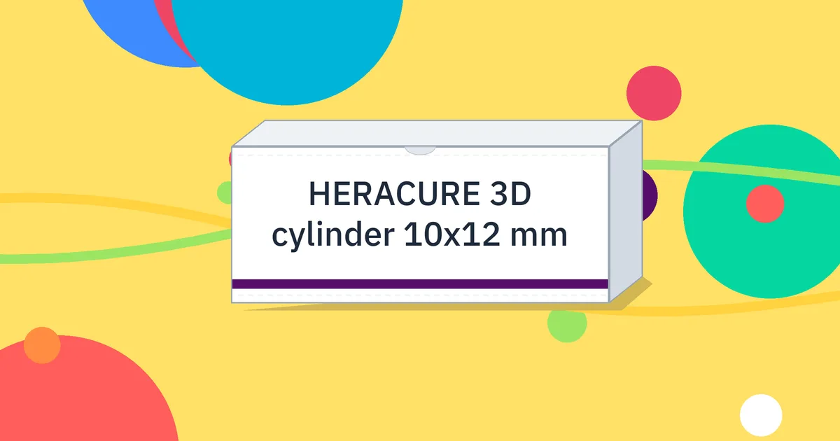 Symbolbild: Packung mit der Aufschrift HERACURE 3D cylinder 10x12 mm (PZN 20926780) – Verfügbarkeit und Bezug in Apotheken in Frankfurt am Main