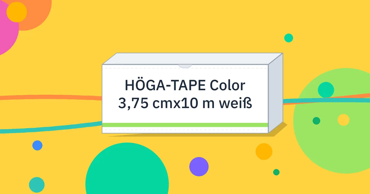 Symbolbild: Packung mit der Aufschrift HÖGA-TAPE Color 3,75 cmx10 m weiß (PZN 10079853) – Verfügbarkeit und Bezug in Apotheken in Frankfurt am Main