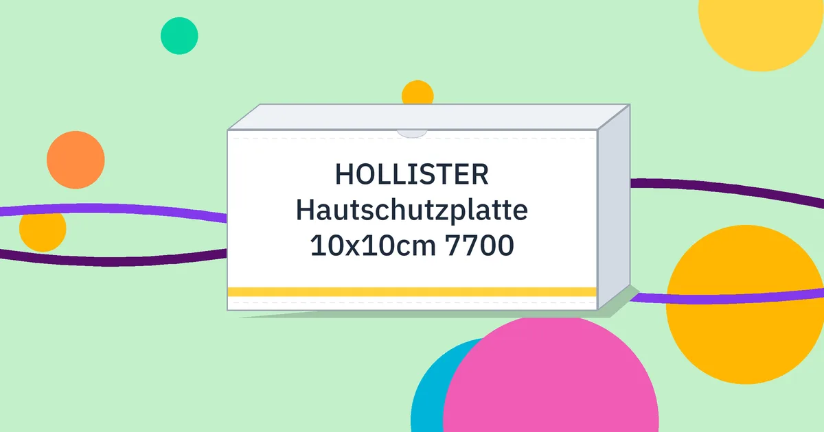 Symbolbild: Packung mit der Aufschrift HOLLISTER Hautschutzplatte 10x10cm 7700 (PZN 02260768) – Verfügbarkeit und Bezug in Apotheken in Frankfurt am Main