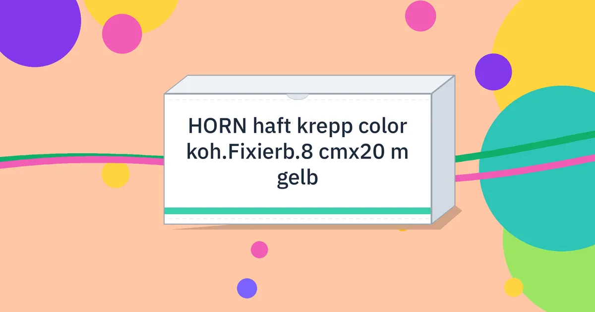 Symbolbild: Packung mit der Aufschrift HORN haft krepp color koh.Fixierb.8 cmx20 m gelb (PZN 03931325) – Verfügbarkeit und Bezug in Apotheken in Frankfurt am Main