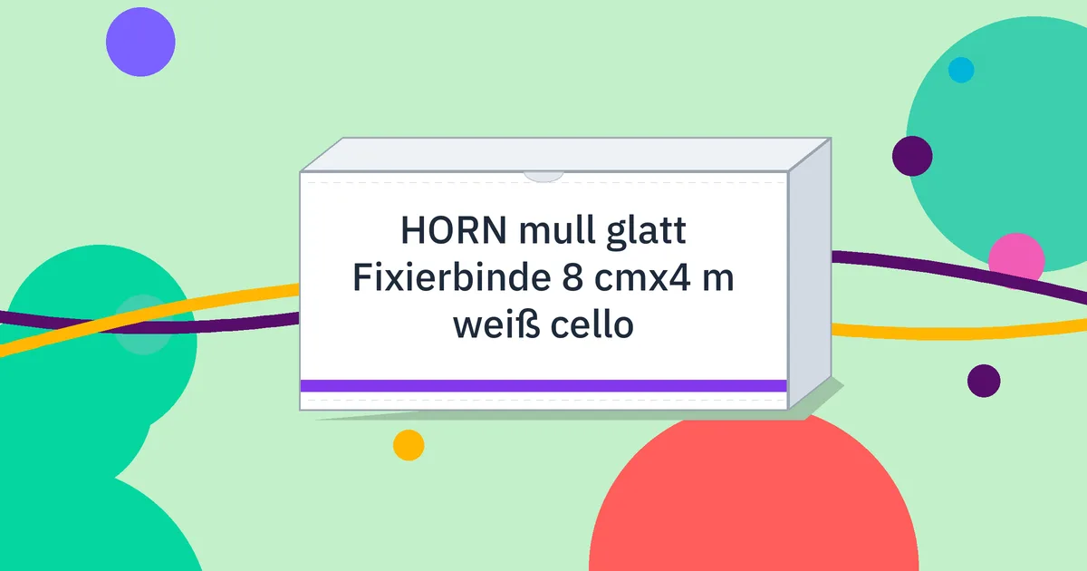 Symbolbild: Packung mit der Aufschrift HORN mull glatt Fixierbinde 8 cmx4 m weiß cello (PZN 04662867) – Verfügbarkeit und Bezug in Apotheken in Frankfurt am Main