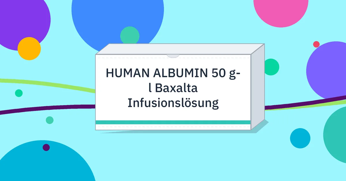 Symbolbild: Packung mit der Aufschrift HUMAN ALBUMIN 50 g-l Baxalta Infusionslösung (PZN 11128683) – Verfügbarkeit und Bezug in Apotheken in Frankfurt am Main
