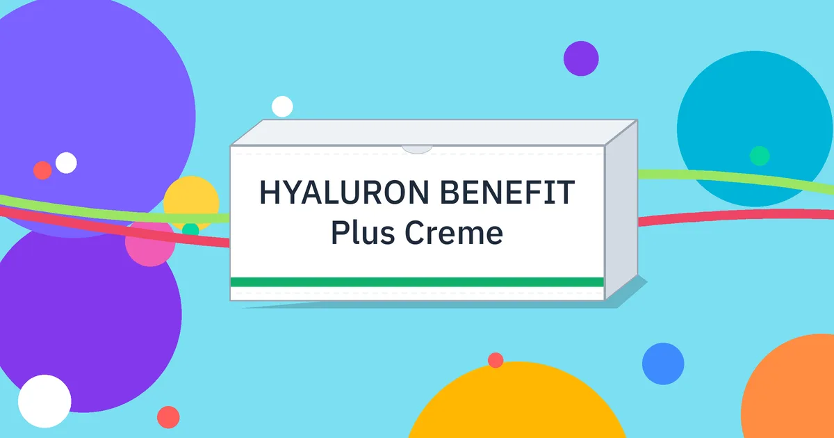 Symbolbild: Packung mit der Aufschrift HYALURON BENEFIT Plus Creme (PZN 10303687) – Verfügbarkeit und Bezug in Apotheken in Frankfurt am Main