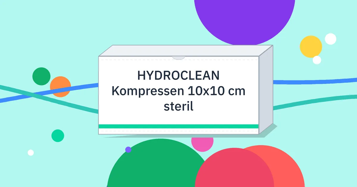 Symbolbild: Packung mit der Aufschrift HYDROCLEAN Kompressen 10x10 cm steril (PZN 00127456) – Verfügbarkeit und Bezug in Apotheken in Frankfurt am Main