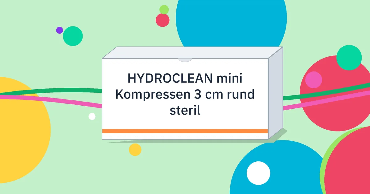 Symbolbild: Packung mit der Aufschrift HYDROCLEAN mini Kompressen 3 cm rund steril (PZN 16359447) – Verfügbarkeit und Bezug in Apotheken in Frankfurt am Main
