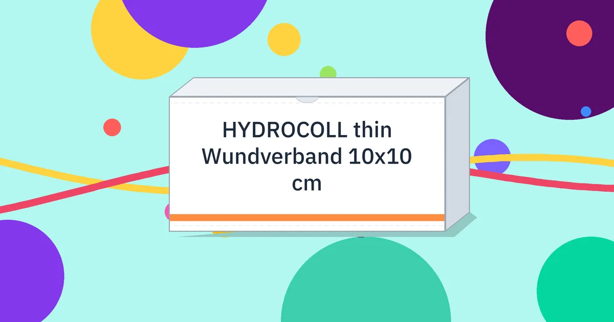 Symbolbild: Packung mit der Aufschrift HYDROCOLL thin Wundverband 10x10 cm (PZN 02930281) – Verfügbarkeit und Bezug in Apotheken in Frankfurt am Main