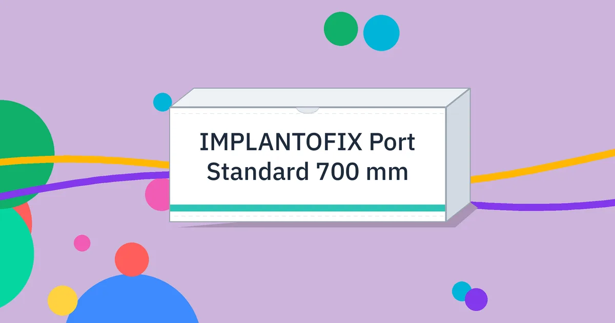 Symbolbild: Packung mit der Aufschrift IMPLANTOFIX Port Standard 700 mm (PZN 01057947) – Verfügbarkeit und Bezug in Apotheken in Frankfurt am Main