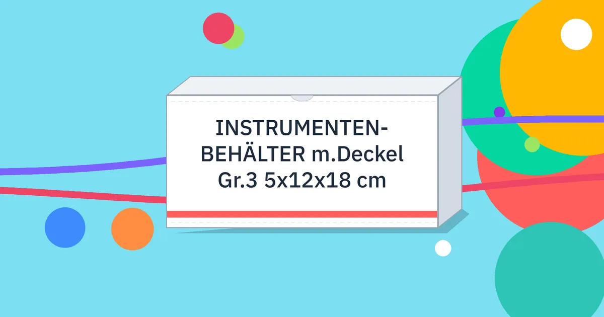 Symbolbild: Packung mit der Aufschrift INSTRUMENTEN-BEHÄLTER m.Deckel Gr.3 5x12x18 cm (PZN 19624677) – Verfügbarkeit und Bezug in Apotheken in Frankfurt am Main