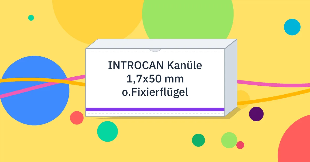 Symbolbild: Packung mit der Aufschrift INTROCAN Kanüle 1,7x50 mm o.Fixierflügel (PZN 04424010) – Verfügbarkeit und Bezug in Apotheken in Frankfurt am Main