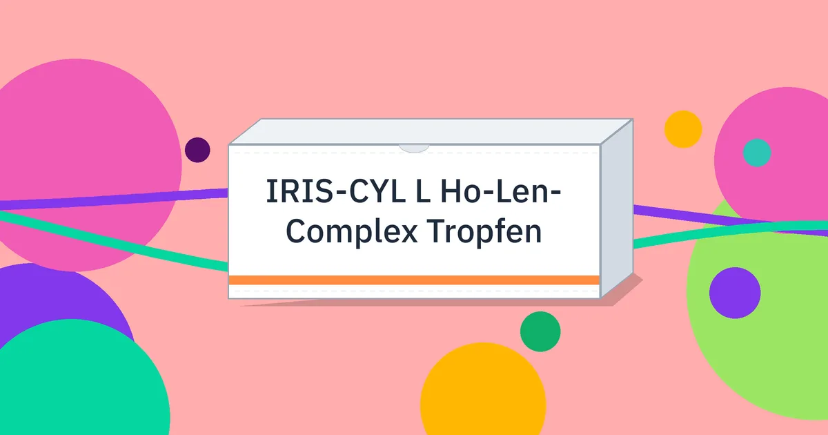 Symbolbild: Packung mit der Aufschrift IRIS-CYL L Ho-Len-Complex Tropfen (PZN 03395364) – Verfügbarkeit und Bezug in Apotheken in Frankfurt am Main