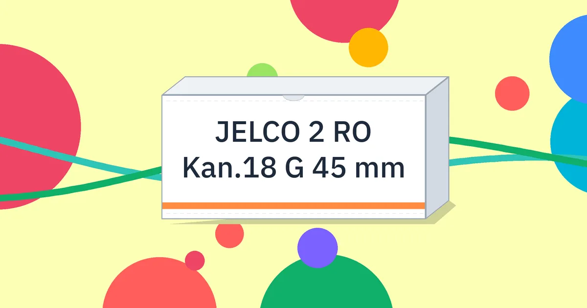 Symbolbild: Packung mit der Aufschrift JELCO 2 RO Kan.18 G 45 mm (PZN 00935802) – Verfügbarkeit und Bezug in Apotheken in Frankfurt am Main