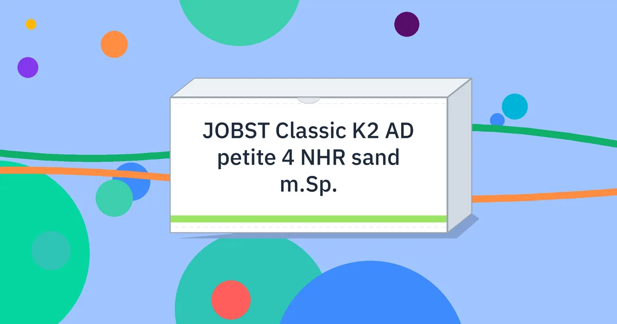 Symbolbild: Packung mit der Aufschrift JOBST Classic K2 AD petite 4 NHR sand m.Sp. (PZN 13061109) – Verfügbarkeit und Bezug in Apotheken in Frankfurt am Main