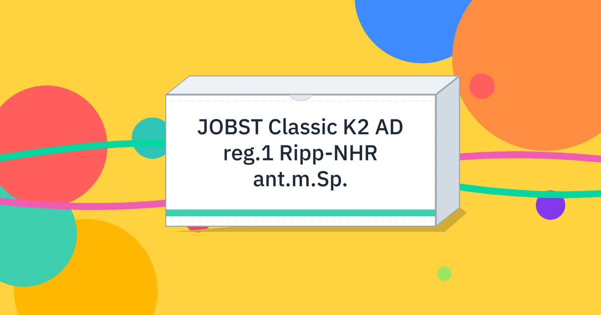 Symbolbild: Packung mit der Aufschrift JOBST Classic K2 AD reg.1 Ripp-NHR ant.m.Sp. (PZN 13061701) – Verfügbarkeit und Bezug in Apotheken in Frankfurt am Main