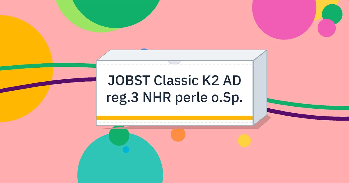 Symbolbild: Packung mit der Aufschrift JOBST Classic K2 AD reg.3 NHR perle o.Sp. (PZN 13062089) – Verfügbarkeit und Bezug in Apotheken in Frankfurt am Main