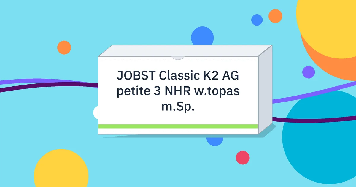 Symbolbild: Packung mit der Aufschrift JOBST Classic K2 AG petite 3 NHR w.topas m.Sp. (PZN 13063114) – Verfügbarkeit und Bezug in Apotheken in Frankfurt am Main
