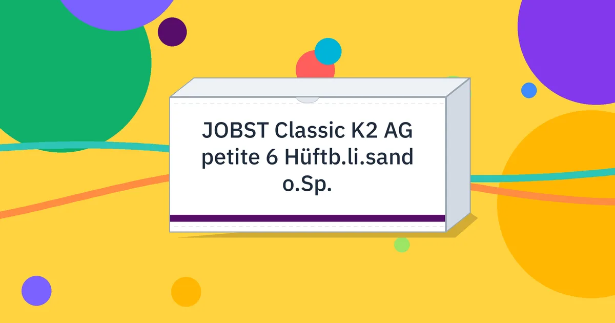 Symbolbild: Packung mit der Aufschrift JOBST Classic K2 AG petite 6 Hüftb.li.sand o.Sp. (PZN 13064622) – Verfügbarkeit und Bezug in Apotheken in Frankfurt am Main