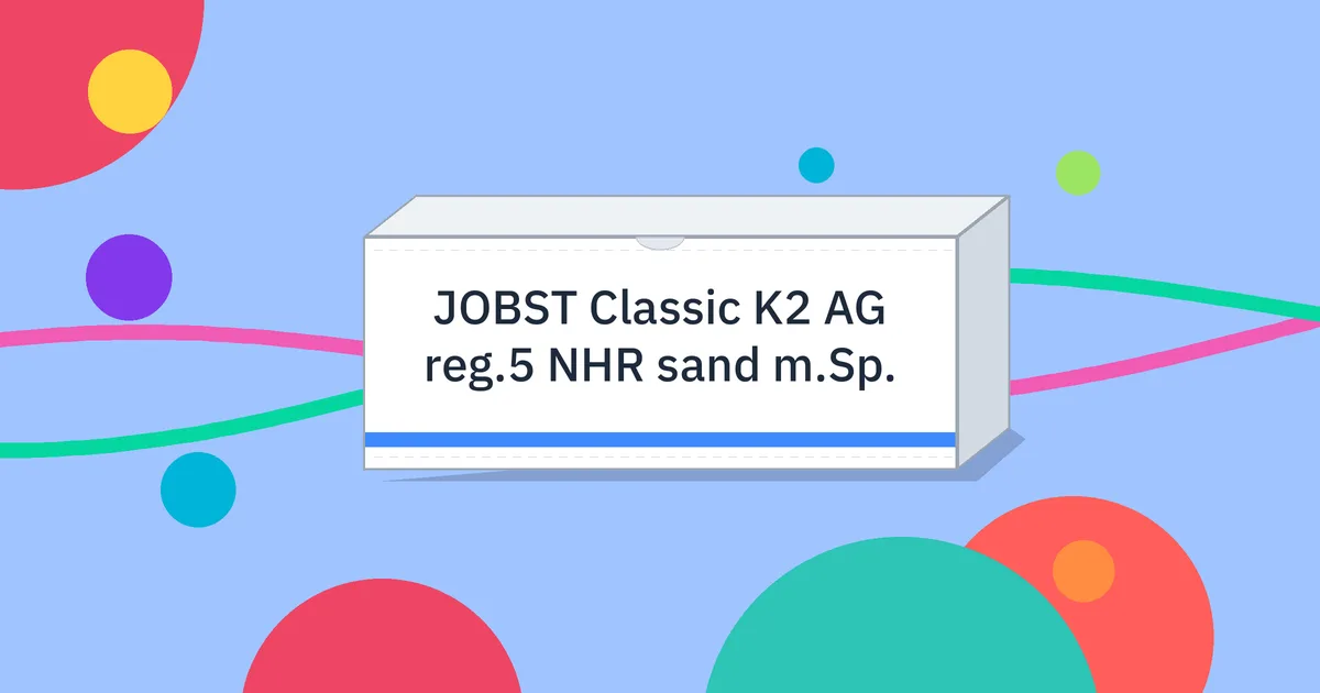 Symbolbild: Packung mit der Aufschrift JOBST Classic K2 AG reg.5 NHR sand m.Sp. (PZN 11271943) – Verfügbarkeit und Bezug in Apotheken in Frankfurt am Main