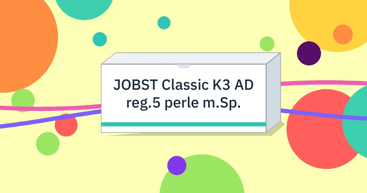 Symbolbild: Packung mit der Aufschrift JOBST Classic K3 AD reg.5 perle m.Sp. (PZN 13070924) – Verfügbarkeit und Bezug in Apotheken in Frankfurt am Main