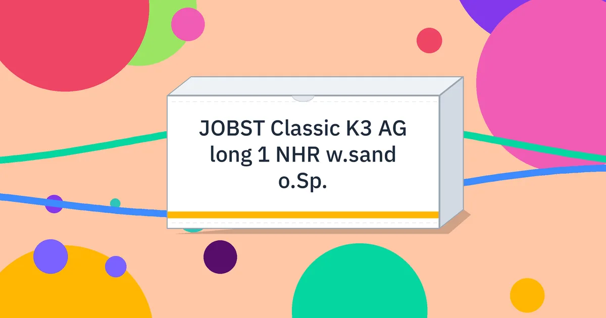 Symbolbild: Packung mit der Aufschrift JOBST Classic K3 AG long 1 NHR w.sand o.Sp. (PZN 13072314) – Verfügbarkeit und Bezug in Apotheken in Frankfurt am Main