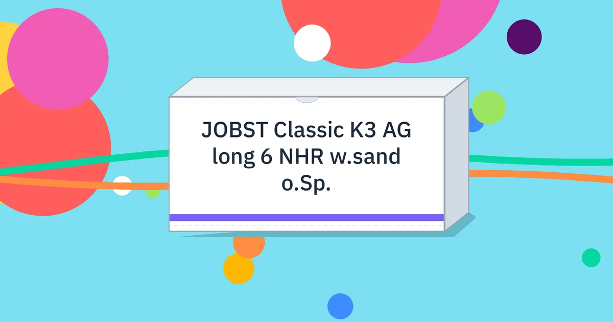 Symbolbild: Packung mit der Aufschrift JOBST Classic K3 AG long 6 NHR w.sand o.Sp. (PZN 13072372) – Verfügbarkeit und Bezug in Apotheken in Frankfurt am Main