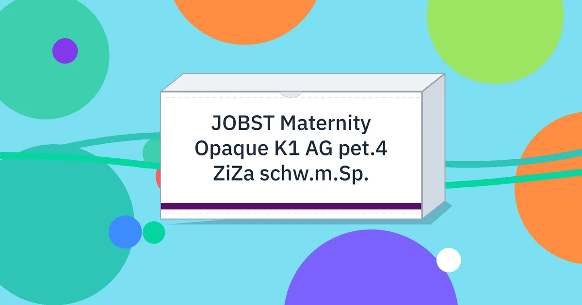 Symbolbild: Packung mit der Aufschrift JOBST Maternity Opaque K1 AG pet.4 ZiZa schw.m.Sp. (PZN 15852619) – Verfügbarkeit und Bezug in Apotheken in Frankfurt am Main