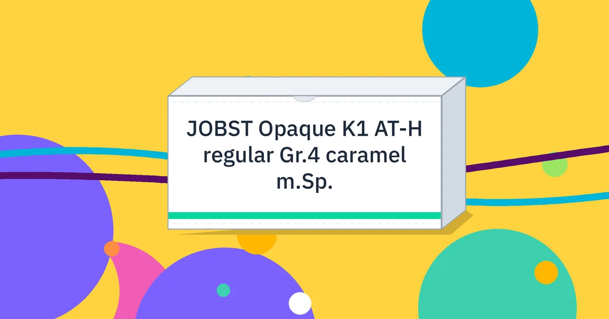 Symbolbild: Packung mit der Aufschrift JOBST Opaque K1 AT-H regular Gr.4 caramel m.Sp. (PZN 13105249) – Verfügbarkeit und Bezug in Apotheken in Frankfurt am Main