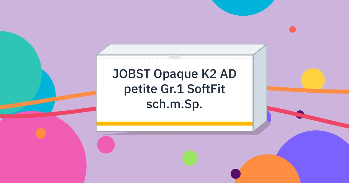 Symbolbild: Packung mit der Aufschrift JOBST Opaque K2 AD petite Gr.1 SoftFit sch.m.Sp. (PZN 11250622) – Verfügbarkeit und Bezug in Apotheken in Frankfurt am Main