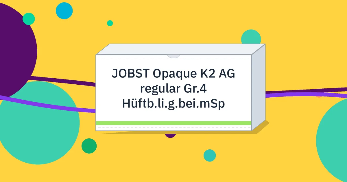Symbolbild: Packung mit der Aufschrift JOBST Opaque K2 AG regular Gr.4 Hüftb.li.g.bei.mSp (PZN 16286889) – Verfügbarkeit und Bezug in Apotheken in Frankfurt am Main