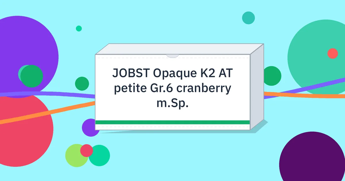 Symbolbild: Packung mit der Aufschrift JOBST Opaque K2 AT petite Gr.6 cranberry m.Sp. (PZN 13119487) – Verfügbarkeit und Bezug in Apotheken in Frankfurt am Main