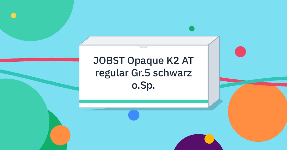Symbolbild: Packung mit der Aufschrift JOBST Opaque K2 AT regular Gr.5 schwarz o.Sp. (PZN 11257311) – Verfügbarkeit und Bezug in Apotheken in Frankfurt am Main
