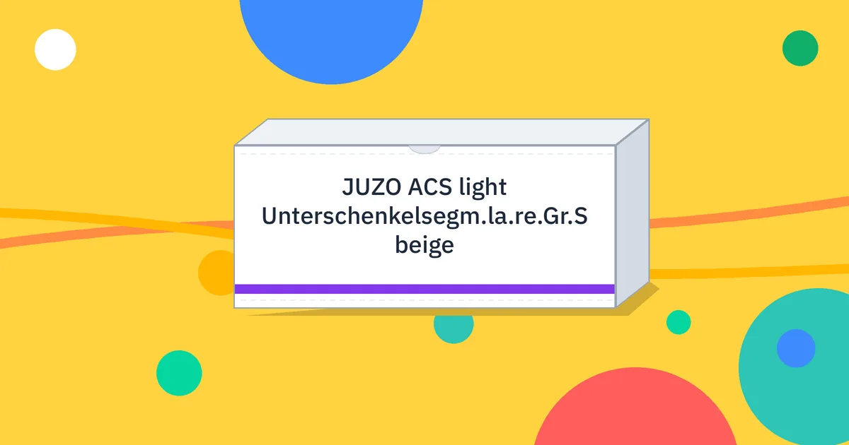 Symbolbild: Packung mit der Aufschrift JUZO ACS light Unterschenkelsegm.la.re.Gr.S beige (PZN 13885572) – Verfügbarkeit und Bezug in Apotheken in Frankfurt am Main